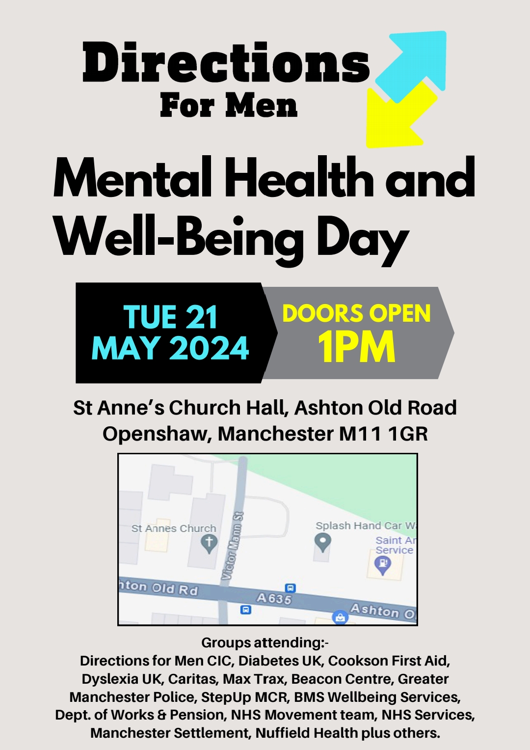 Directions for Men: Mental Health & Wellbeing Day May 2024